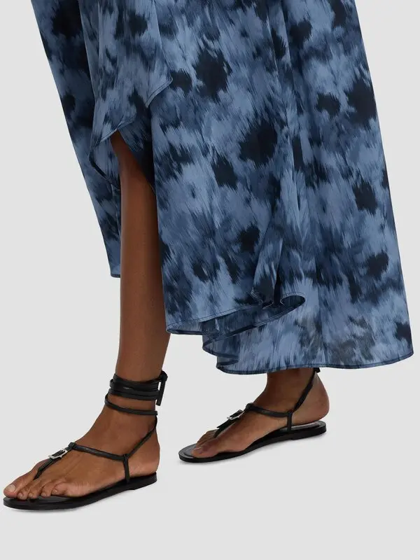 Michael Kors Printed Draped Silk Caftan