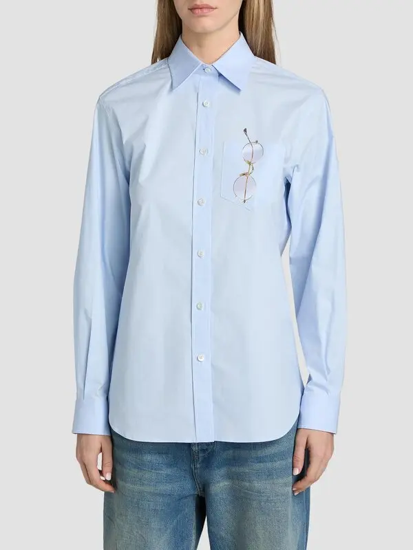 Moschino Glasses Print Stretch Cotton Shirt