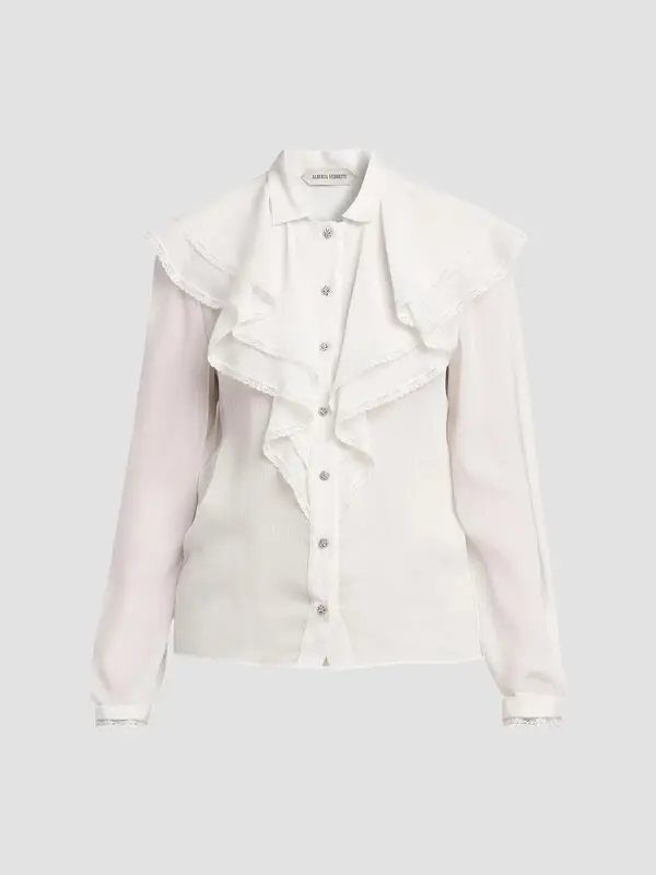 Alberta Ferretti Ruffled Button-front Blouse