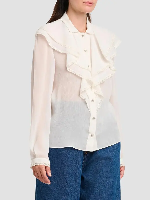 Alberta Ferretti Ruffled Button-front Blouse