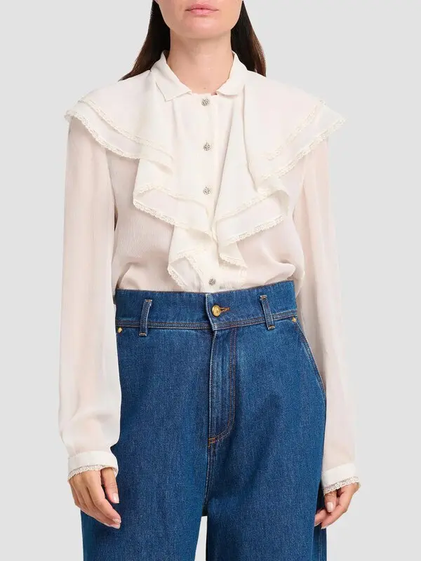 Alberta Ferretti Ruffled Button-front Blouse