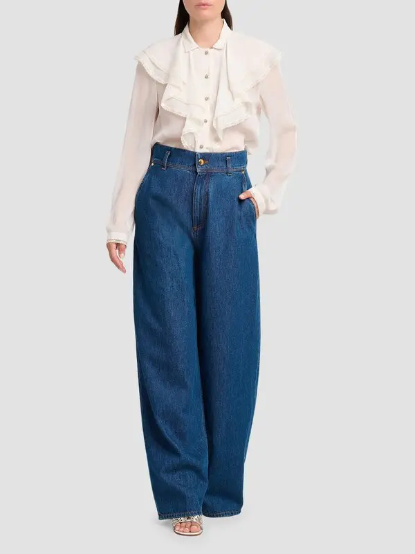 Alberta Ferretti Ruffled Button-front Blouse