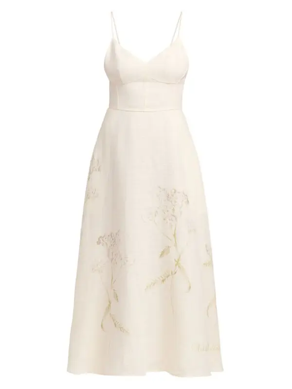 Alberta Ferretti Floral Linen Maxi Dress - Multi