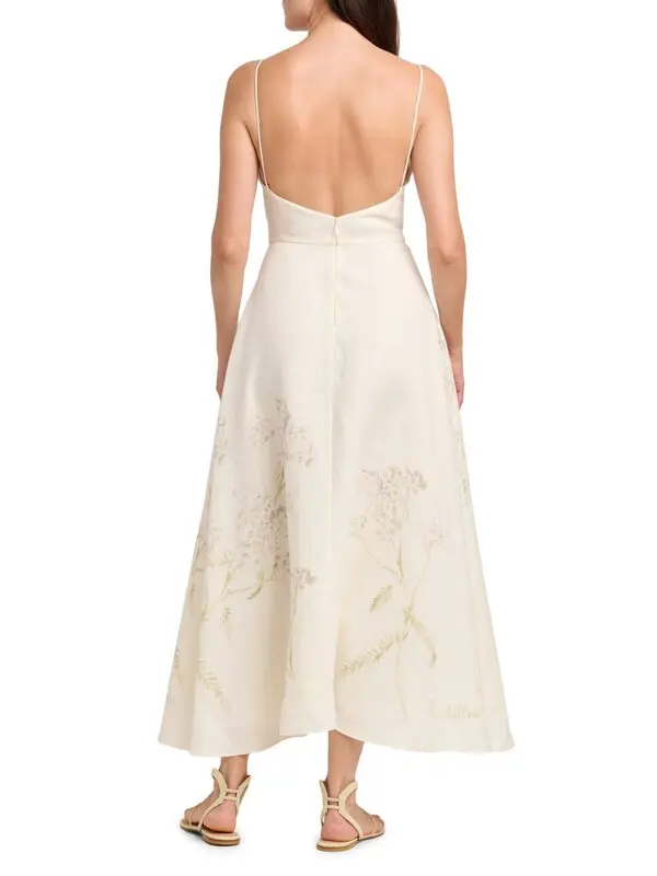Alberta Ferretti Floral Linen Maxi Dress