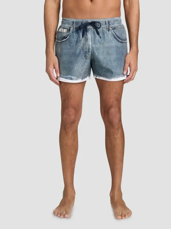 Moschino Denim Trompe L'oeil Swim Shorts