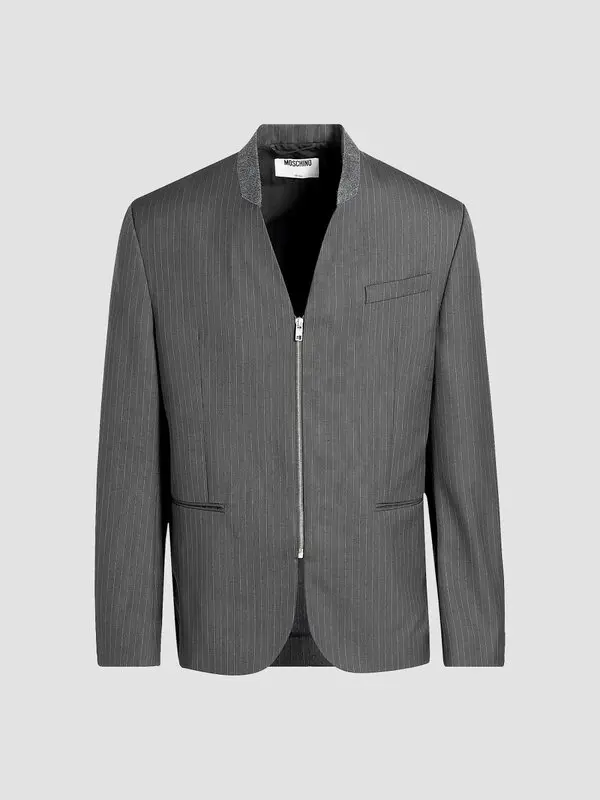Moschino Pinstripe Wool Zip-front Jacket