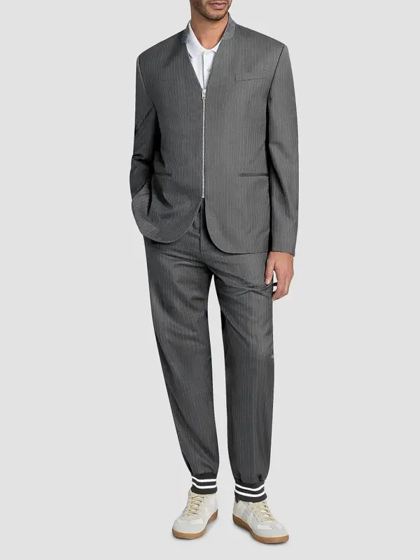 Moschino Pinstripe Wool Zip-front Jacket