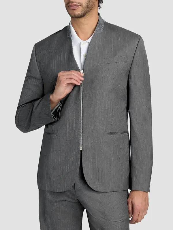 Moschino Pinstripe Wool Zip-front Jacket