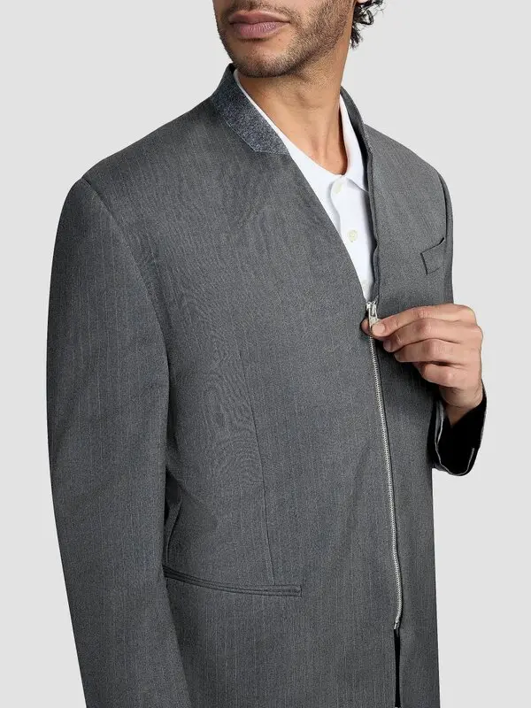 Moschino Pinstripe Wool Zip-front Jacket