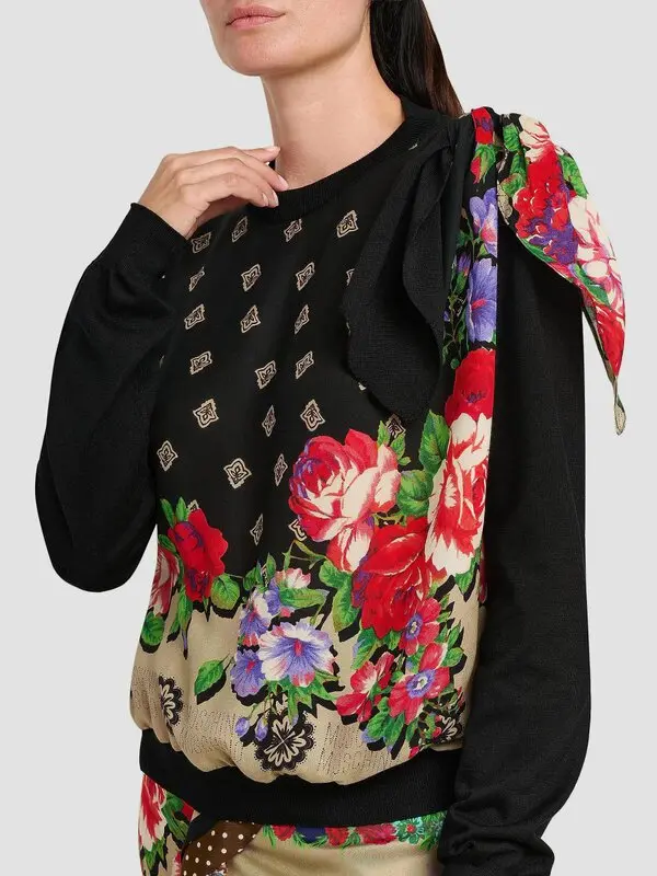 Moschino Floral Cotton Crewneck Sweater