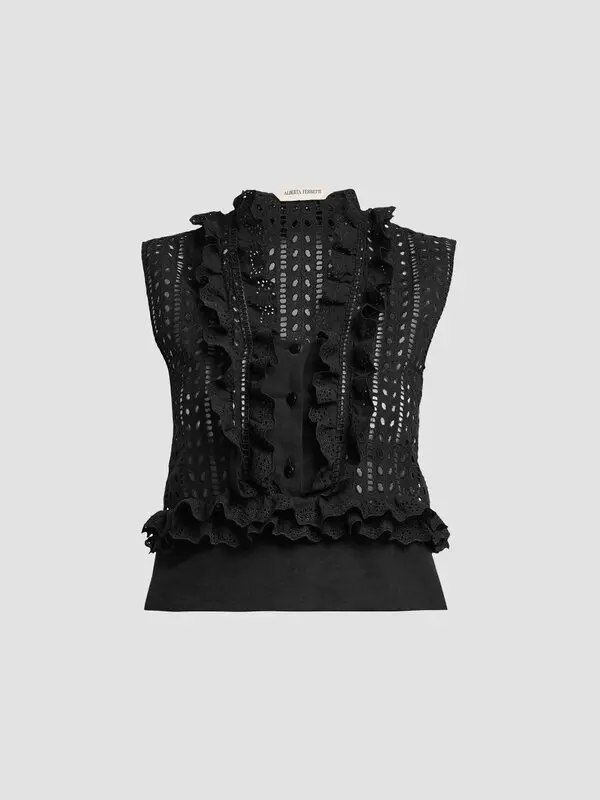 Alberta Ferretti Ruffled Cotton-blend Blouse