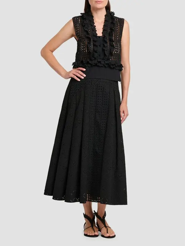Alberta Ferretti Ruffled Cotton-blend Blouse