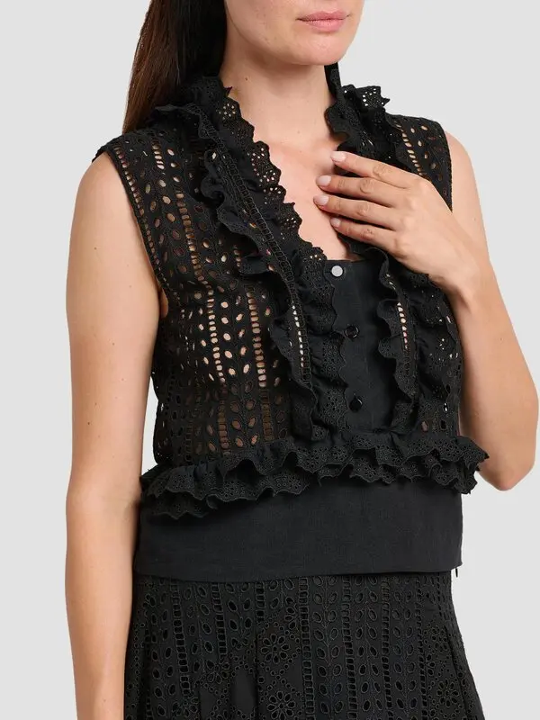 Alberta Ferretti Ruffled Cotton-blend Blouse