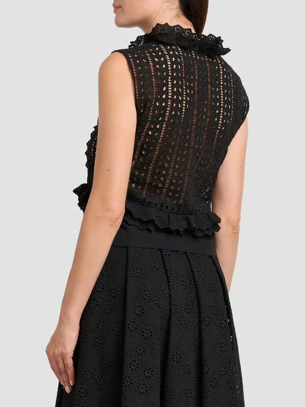Alberta Ferretti Ruffled Cotton-blend Blouse