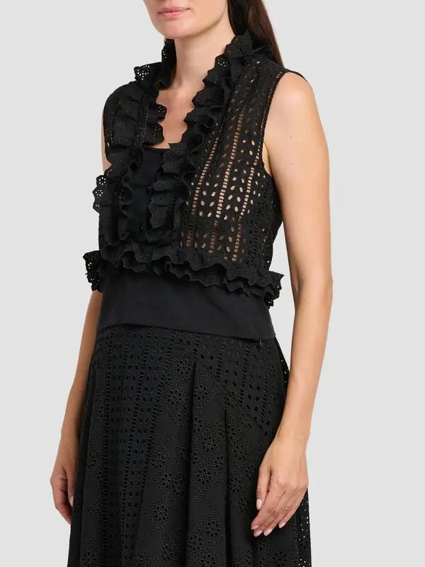 Alberta Ferretti Ruffled Cotton-blend Blouse
