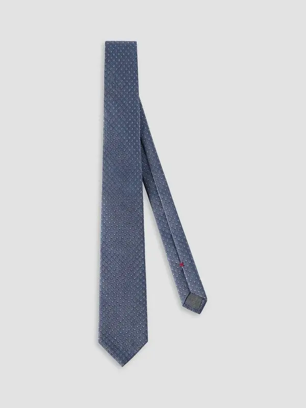 Brunello Cucinelli Silk Tie With Geometric Pattern - Denim