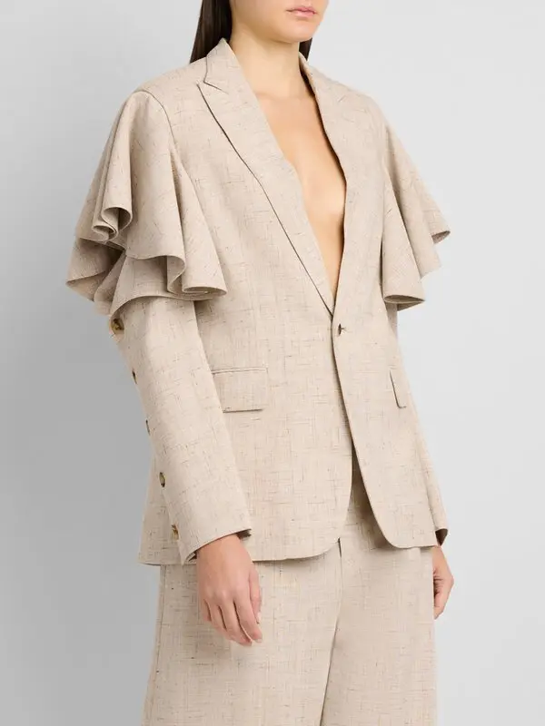 Moschino Ruffle Cape Tweed Jacket