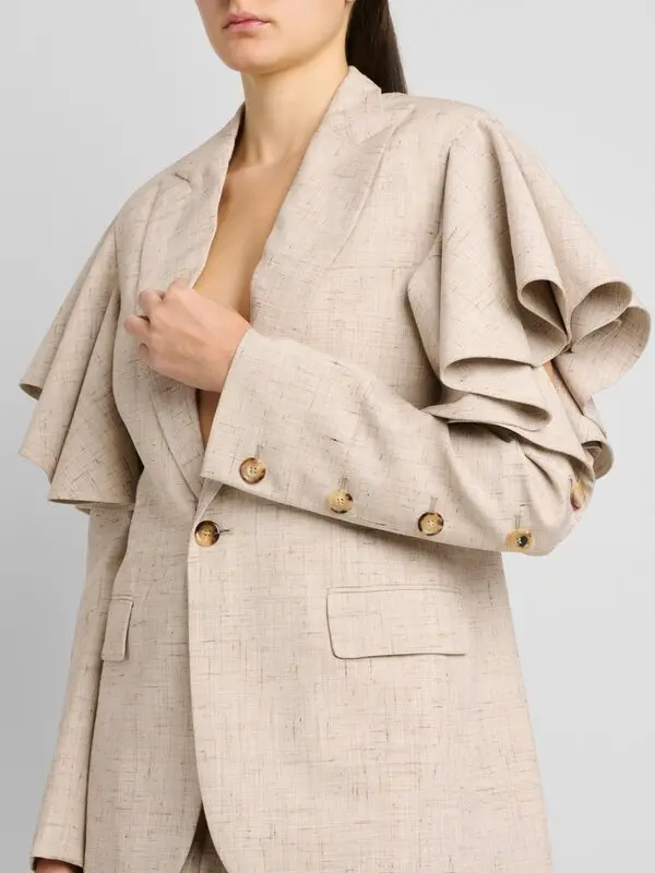 Moschino Ruffle Cape Tweed Jacket