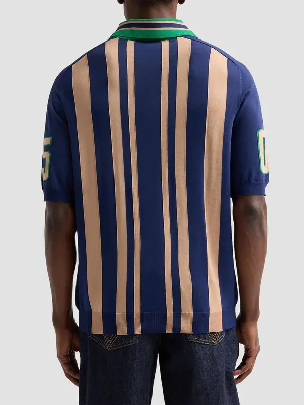 Moschino Striped Johnny Collar Polo Sweater