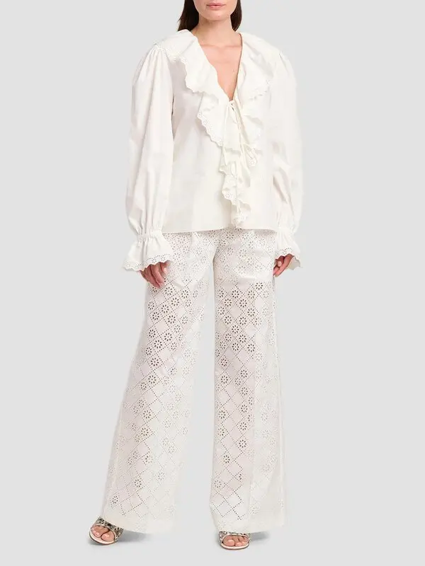 Alberta Ferretti Ruffled Cotton Blouse