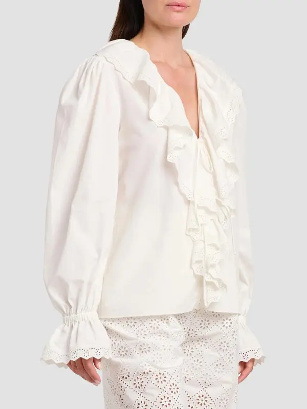 Alberta Ferretti Ruffled Cotton Blouse