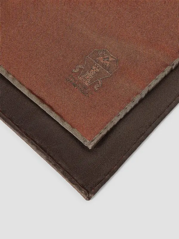 Brunello Cucinelli Silk Pocket Square With Printed Logo - Burned