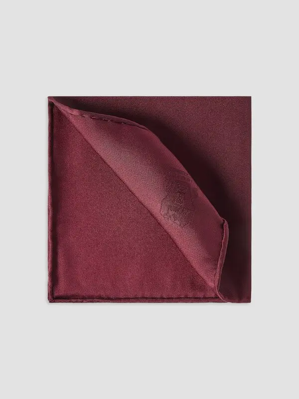 Brunello Cucinelli Silk Pocket Square With Printed Logo - Red