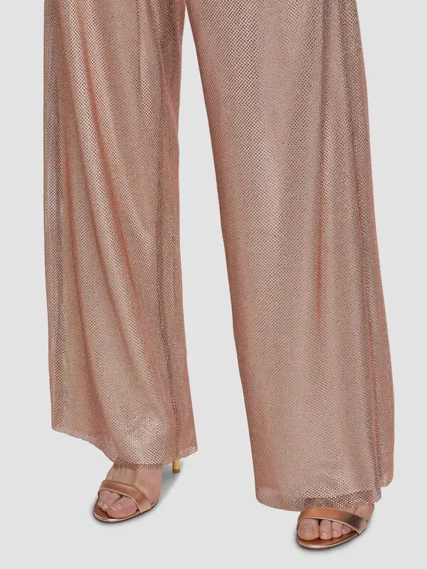 Alberta Ferretti Hotfix Embellished Straight Trousers