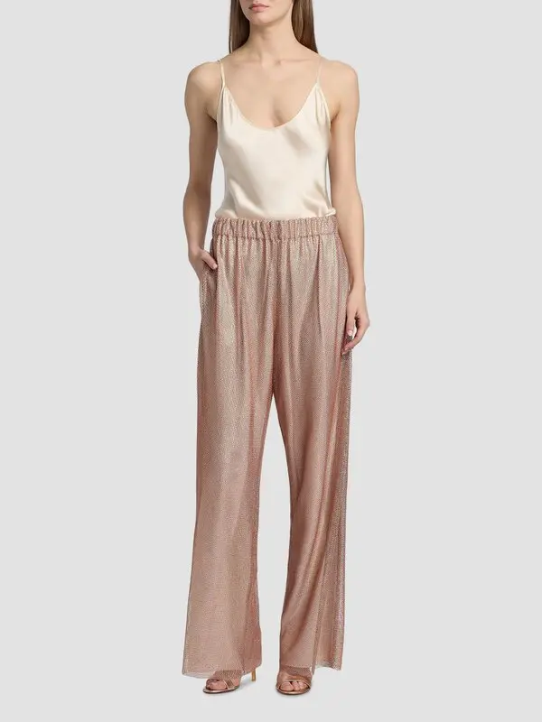 Alberta Ferretti Hotfix Embellished Straight Trousers