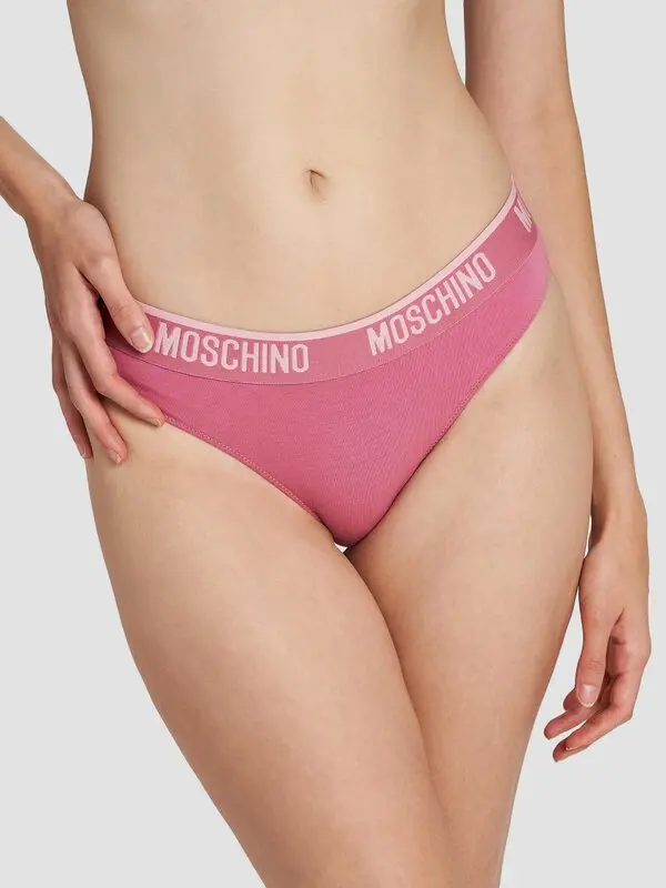 Moschino 2-pack Logo-waistband Thong - Pink