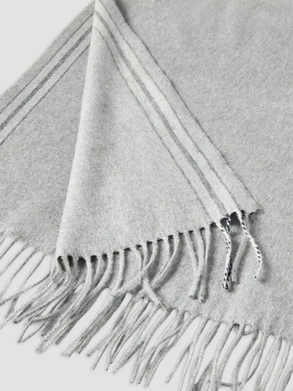 Brunello Cucinelli Silk Scarf With Selvedge - Light Grey