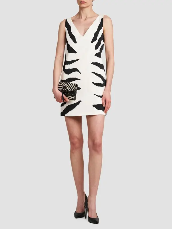 Moschino Zebra-print Cotton V-neck Mini Dress