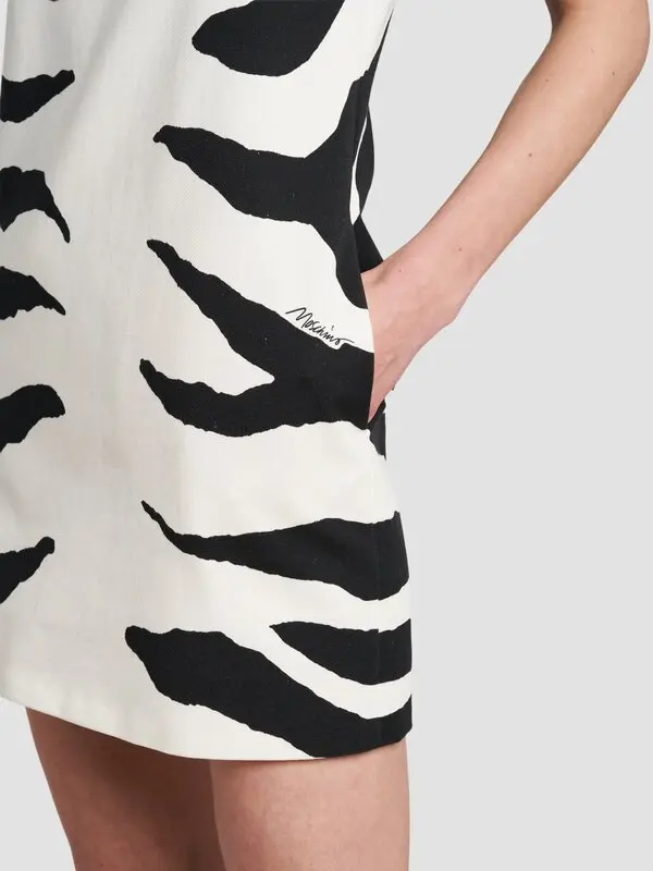 Moschino Zebra-print Cotton V-neck Mini Dress