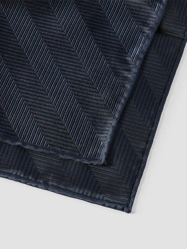 Brunello Cucinelli Silk Chevron Pocket Square - Blue