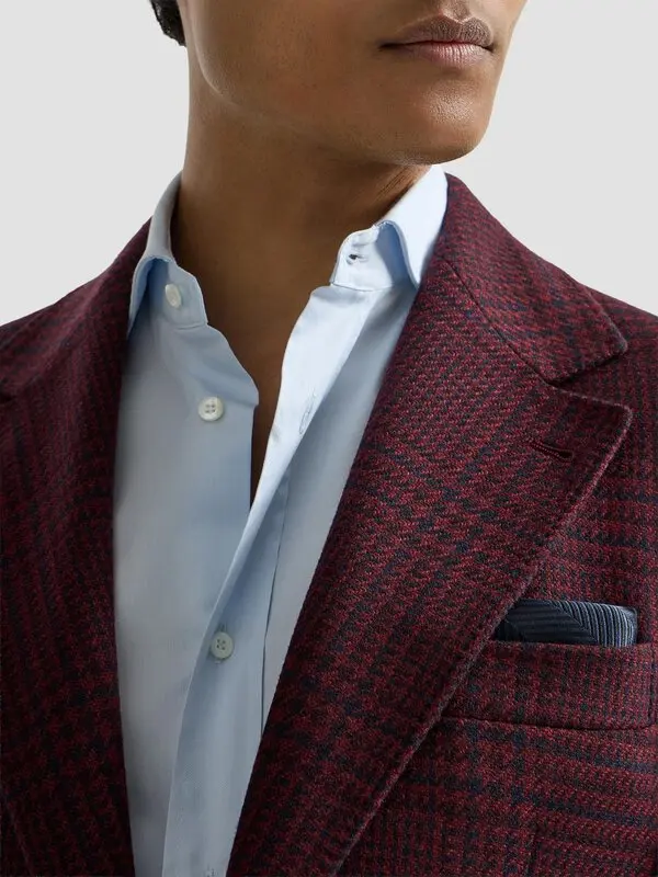Brunello Cucinelli Silk Chevron Pocket Square - Blue