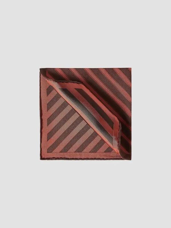 Brunello Cucinelli Regital Stripe Silk Pocket Square - Burned