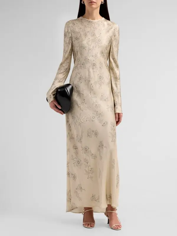 Alberta Ferretti Floral Satin Maxi Dress