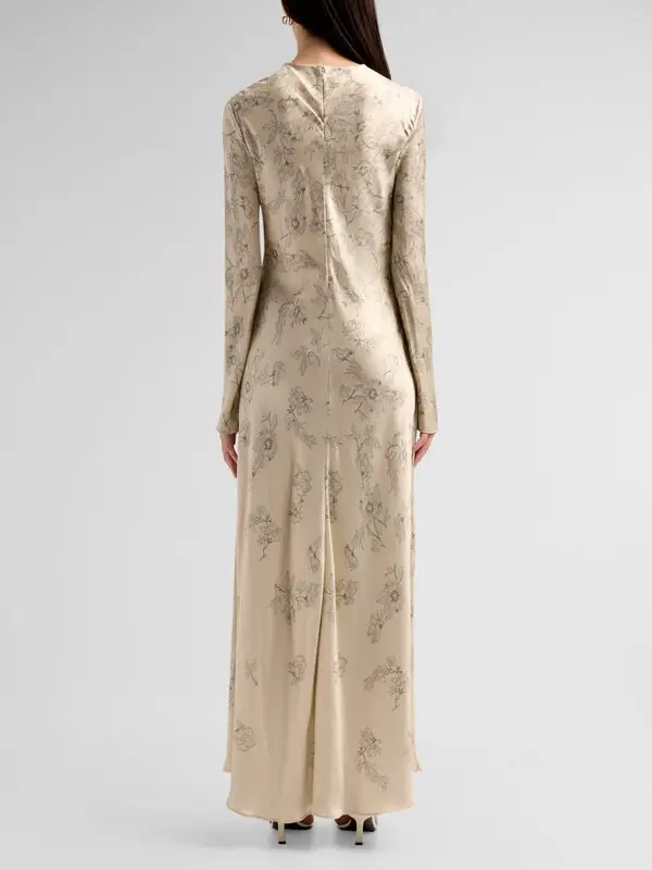 Alberta Ferretti Floral Satin Maxi Dress