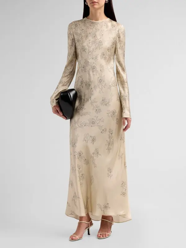 Alberta Ferretti Floral Satin Maxi Dress