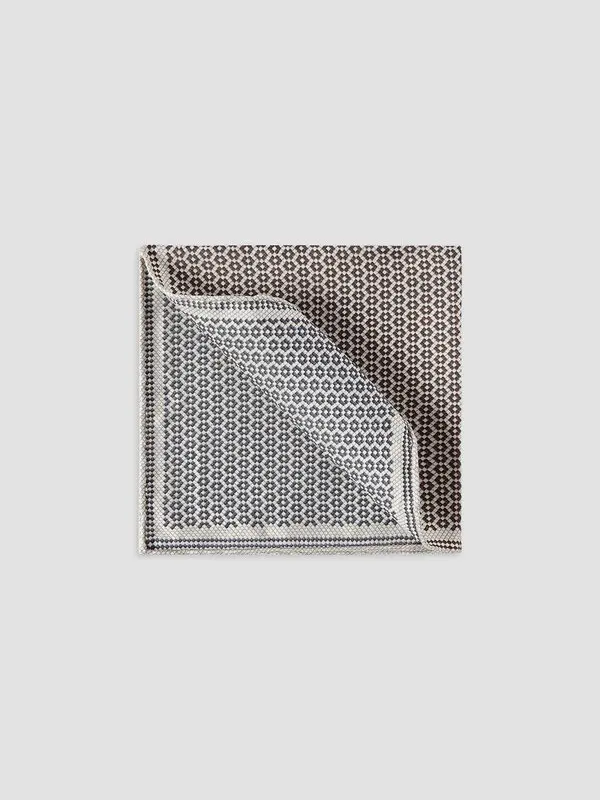 Brunello Cucinelli Silk Geometric Pattern Pocket Square - Brown