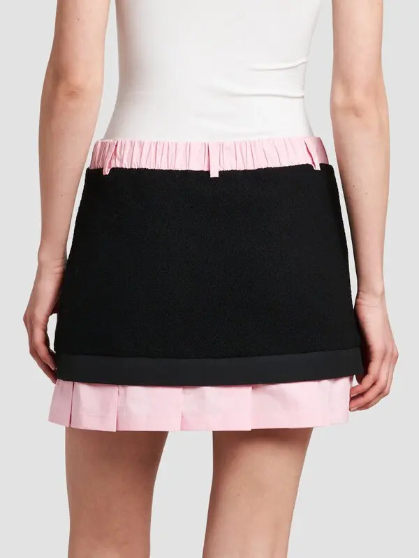 Moschino Mixed-media Pleated Button-front Mini Skirt