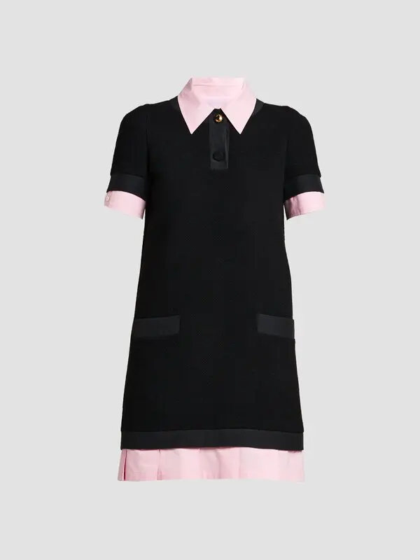Moschino Contrast-trim Wool-blend Mini Dress - Multi Black