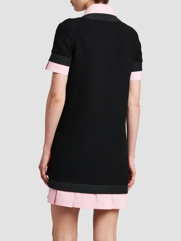 Moschino Contrast-trim Wool-blend Mini Dress - Multi Black