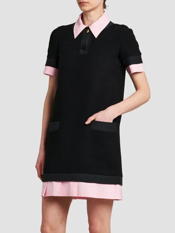 Moschino Contrast-trim Wool-blend Mini Dress - Multi Black