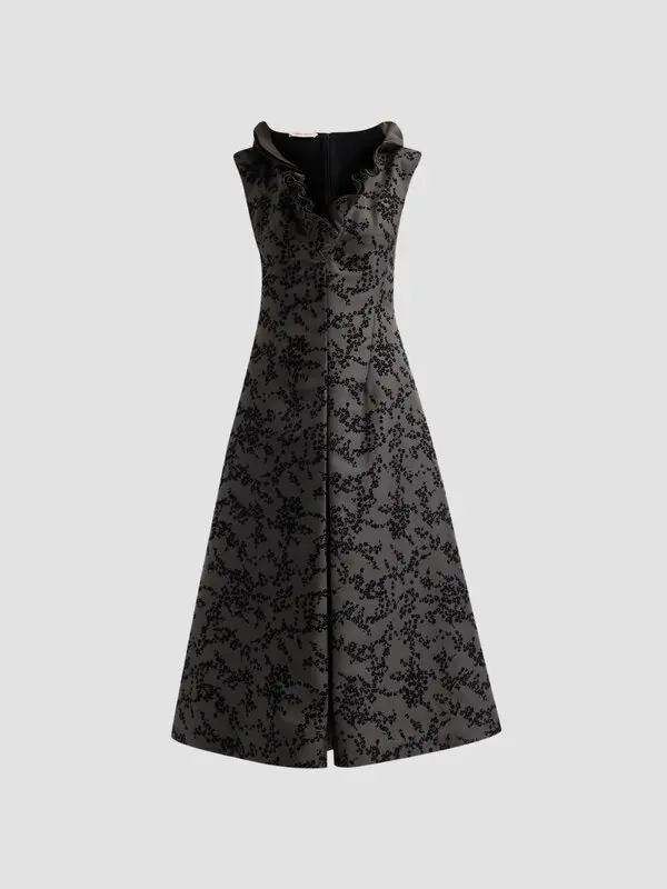 Alberta Ferretti Flocked Floral Radzmir Midi Dress
