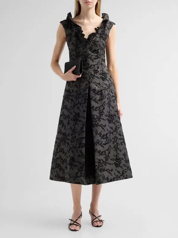 Alberta Ferretti Flocked Floral Radzmir Midi Dress