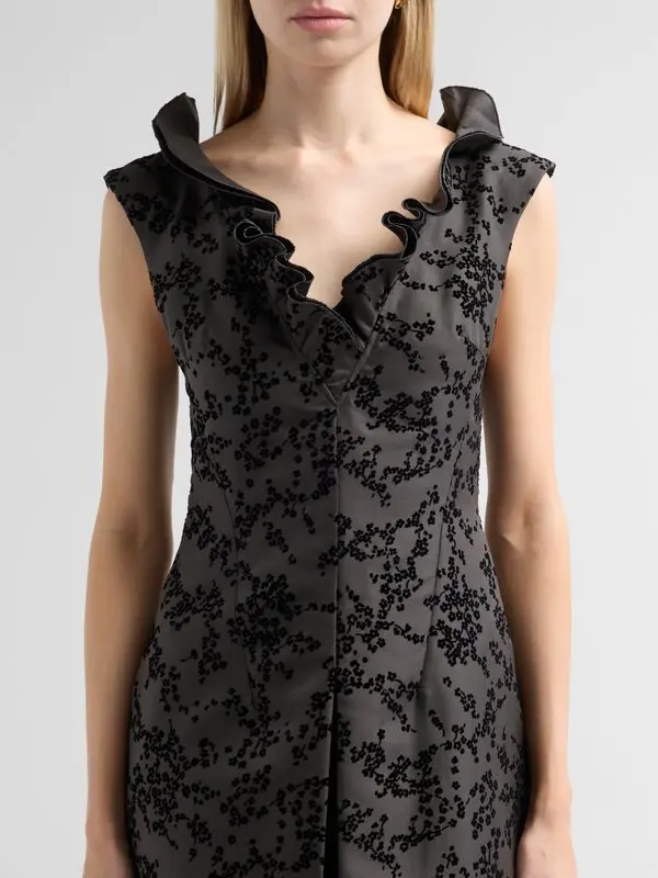 Alberta Ferretti Flocked Floral Radzmir Midi Dress