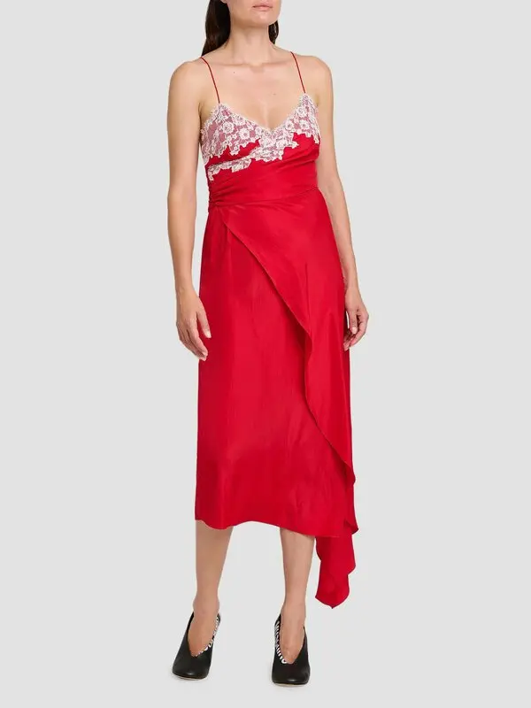 Moschino Lace & Satin Wrap-style Dress