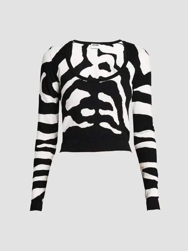 Moschino Zebra Print Crop Sweater - Multi Black