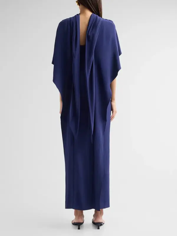Alberta Ferretti Enver Draped Satin Gown - Blue